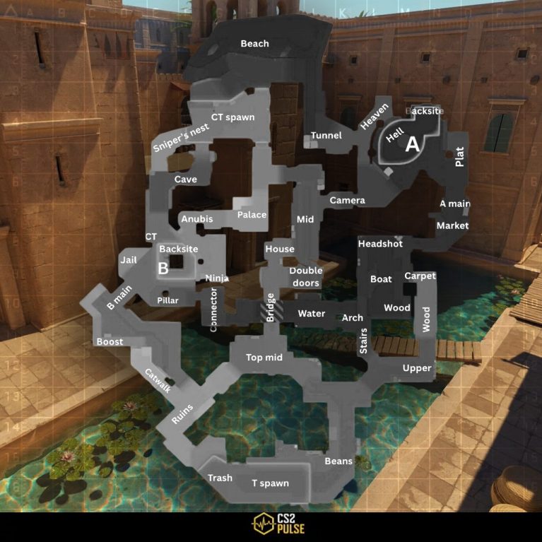 CS2 Anubis Callouts - Learn All 2025 Anubis Map Callouts